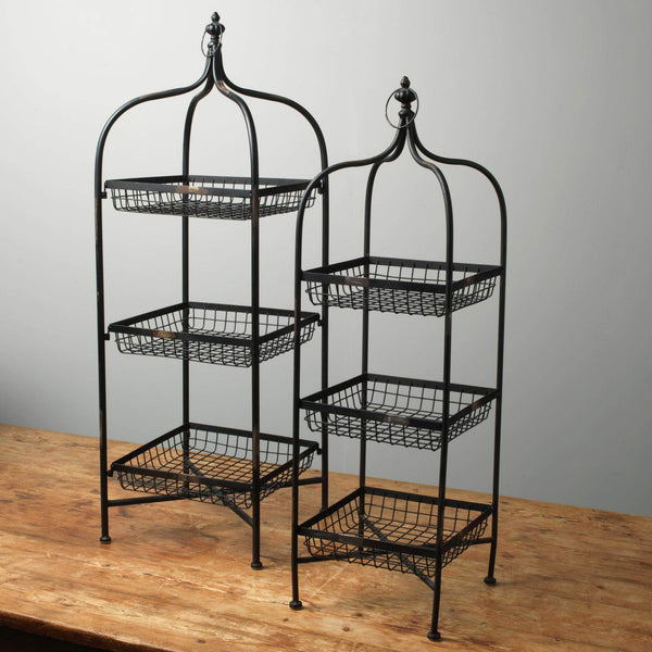 Black Three Tiered Baskets Stand - Heirloom Events